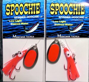 montana tackle kokanee salmon spinner-hoochies (2): “red hot momma”