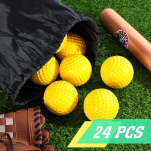 24 Pcs Yellow Dimpled Baseball 9 Inch Pitching Machine Baseball Practice Foam Sport Baseball Pitching Machine Game Ball Baseball for Indoor Outdoor Pitching Machine Practice, 2 Dozen