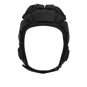 goalkeeper helmet, prevent injury sports head protector round hole elastic button eva adjustable strap for outdoor use(black s)