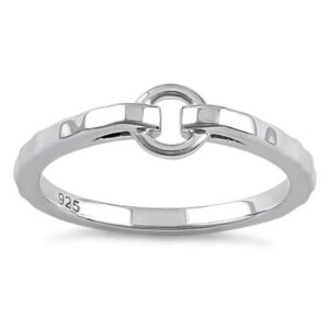 925 Sterling Silver Hammered Shared Hoop Women Stackable Ring (Sterling Silver, 7.5)