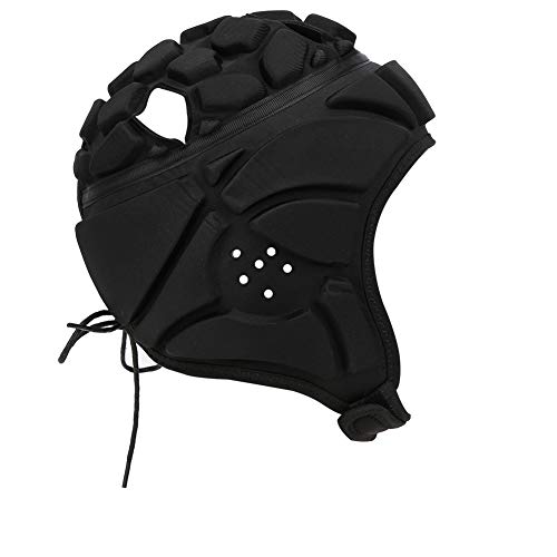 Goalkeeper Helmet, Sports Head Protector Heat Dissipation Round Hole Prevent Injury Comfortable Wear for Outdoor Use(Black s)