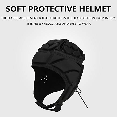 Goalkeeper Helmet, Sports Head Protector Heat Dissipation Round Hole Prevent Injury Comfortable Wear for Outdoor Use(Black s)