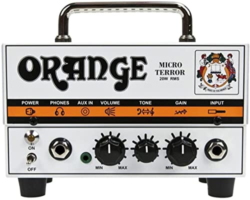 Orange MT20 Micro Terror 20-Watt Mini Hybrid Guitar Amplifier Head Bundle w/ 10' Pig Hog Woven Instrument Cable, Power Supply and Liquid Audio Polishing Cloth (4 Items)