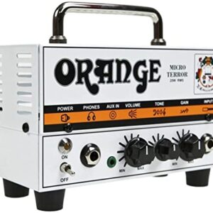 Orange MT20 Micro Terror 20-Watt Mini Hybrid Guitar Amplifier Head Bundle w/ 10' Pig Hog Woven Instrument Cable, Power Supply and Liquid Audio Polishing Cloth (4 Items)