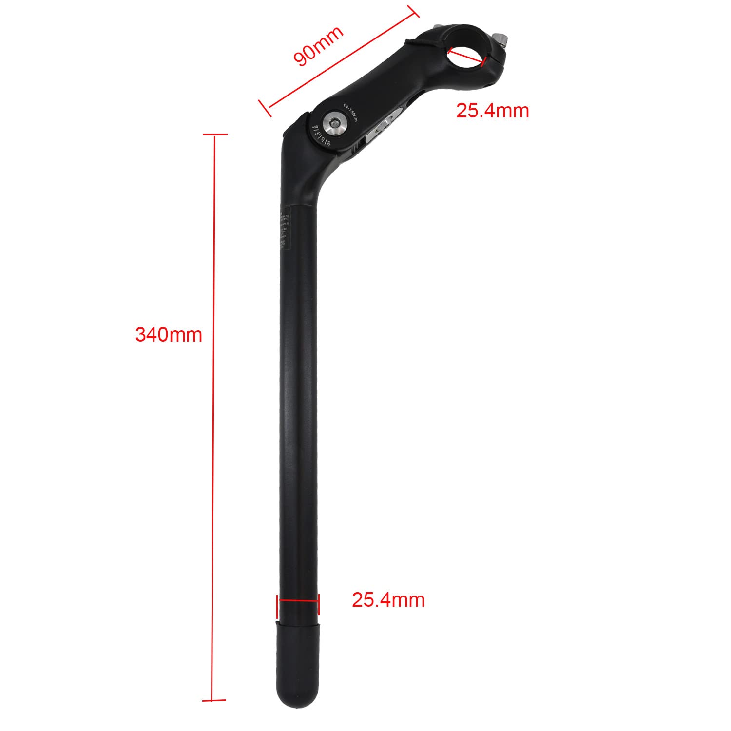 Bike Quill Stem Adjutsable Long Bike Stem Aluminum Alloy Bike Handlebar Riser Extension Gooseneck Stem 25.4mm*25.4mm*340mm，25.4mm*22.2mm*340mm Black for MTB Road Bikes