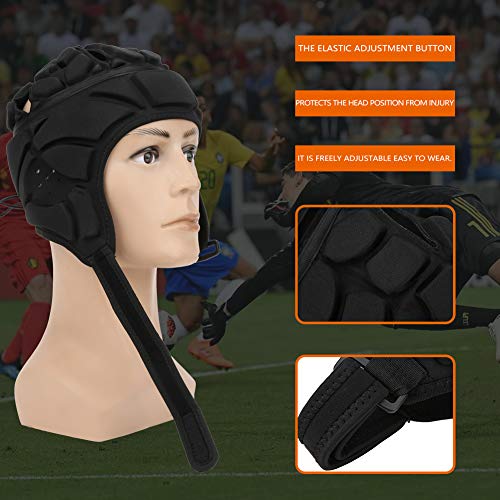 Goalkeeper Helmet, Sports Head Protector Heat Dissipation Round Hole Prevent Injury Comfortable Wear for Outdoor Use(Black s)