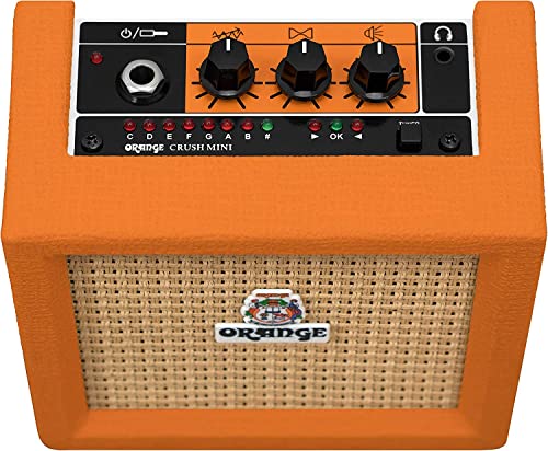 Orange Crush Amp Mini 3W Analogue Combo Battery Powered Amp Bundle with AC Power Adapter, 9V Battery & Polishing Cloth - Electric Bass Guitar Amp, Portable Practice Amp, Mini Speaker Amplifier