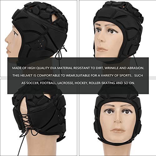 Goalkeeper Helmet, Sports Head Protector Heat Dissipation Round Hole Prevent Injury Comfortable Wear for Outdoor Use(Black s)