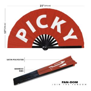 Picky Hand Fan Foldable Bamboo Circuit Hand Fan Funny Gag Slang Words Expressions Statement Gifts Festival Accessories Rave Handheld Circuit Event Fan Clack Fans (Red)