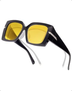 lvioe oversized women night vision glasses for driving fit over glasses with polarized yellow tinted lenses ln7519