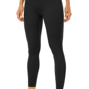 icyzone No Front Seam Workout Leggings for Women, High Waisted Compression Gym Running Yoga Pants Tummy Control (Black, L)