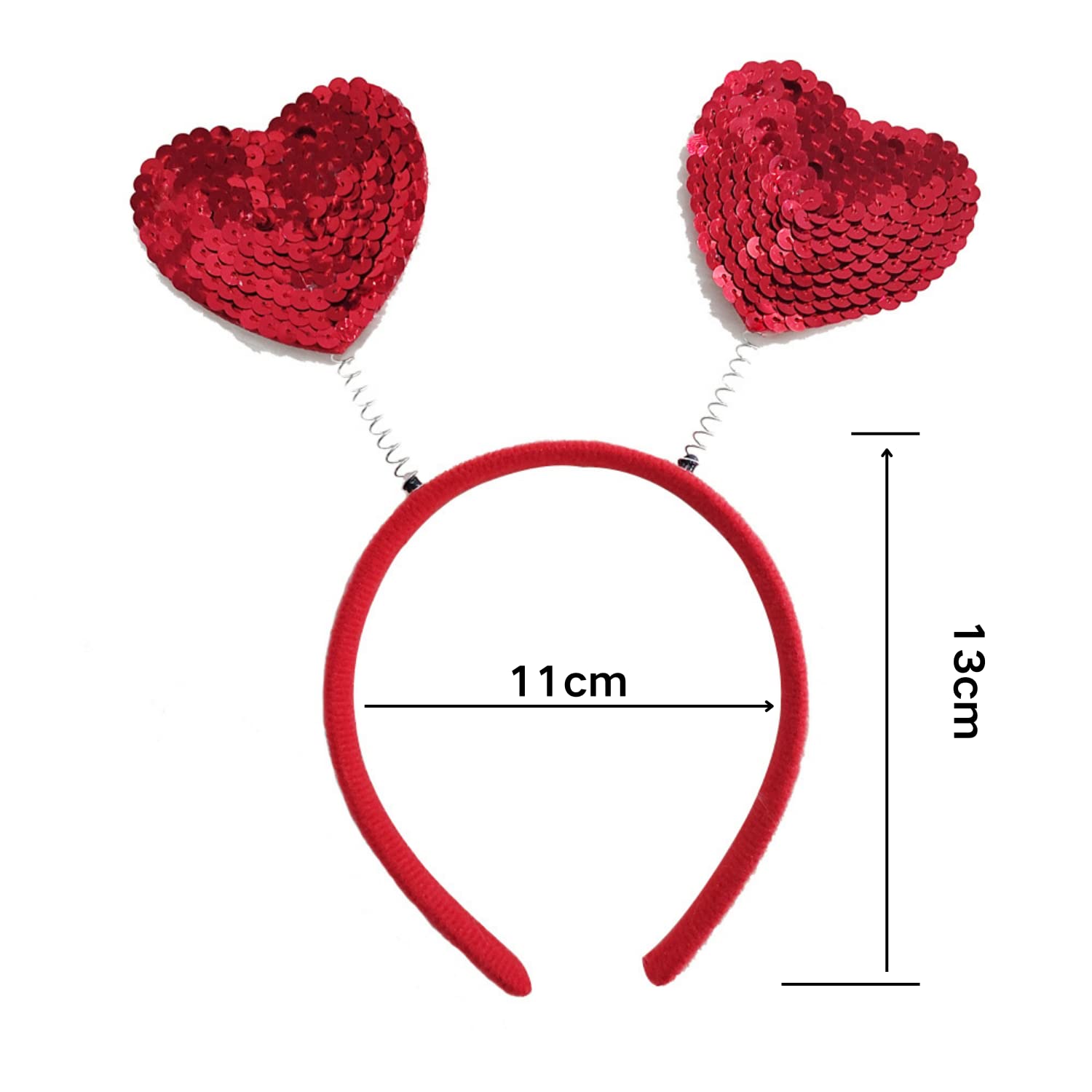 AIUPUOC Valentine's Day Heart Headband Red Sequins Hair Band Hair Hoop Hair Accessories Red Love Heart Shaped Sequin Design Headbands Hair Holiday Decoration Hair Clasp Hairpin Headwear Gift 1Pcs