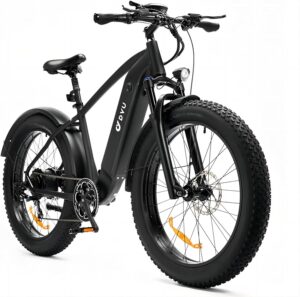 dyu electric bike for adult up to 80 miles long range mountain e-bike, 750w 26" fat tire electric bicycle with removable 48v 20ah battery, 7-speed dual shock absorber, 28mph snow bike