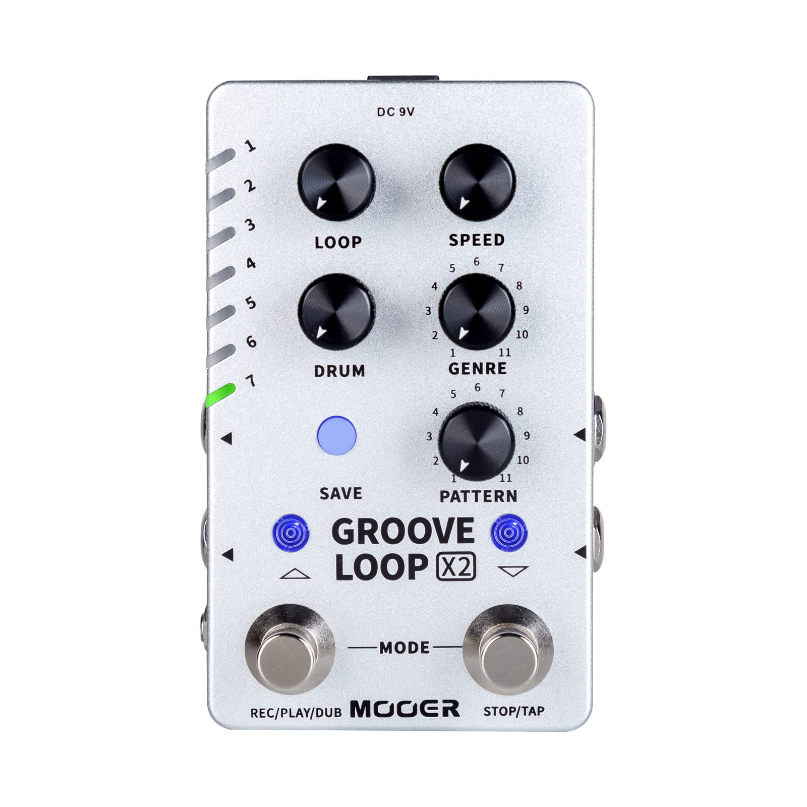 MOOER Groove Loop X2 Stereo Guitar Practice Tool One Man Band with 121 Drum Grooves, Stereo Loops 14 save slots 10 minutes each slots