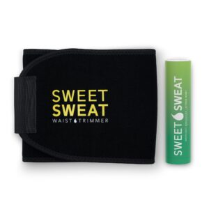 sports research sweet sweat yellow waist trimmer (xl) and citrus mint sweet sweat workout enhancer gel stick (6.4oz) bundle