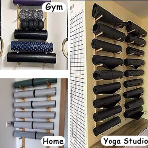 MTSON Yoga Mat Holder Home Wooden Yoga Mat Holder Gym Decor, for Foam Rollers Yoga Mat/Sports Sweat Towel, Yoga Studio or Commercial Gym Large Storage Yoga Mat Accessories