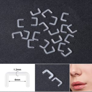 ZS 15Pcs Plastic Nose Septum Rings Spacer for Surgery Work, 14G 16G Clear Flexible Bioflex Septum Retainer Hidden Body Piercing Jewelry (16G=1.2mm)