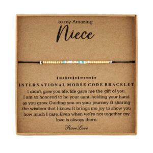 rarelove niece morse code beaded bracelet niece gifts from aunt secret message jewelry gift for her, waterproof birthday gift for niece,christmas gift