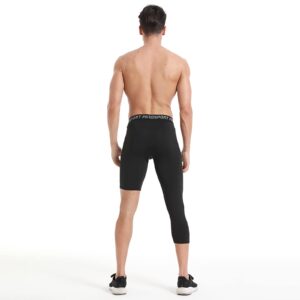 Hotfiary 2 Pack Men’s Compression Pants 3/4 One Leg Compression Tights Athletic Base Layer for Running Basketball Sports