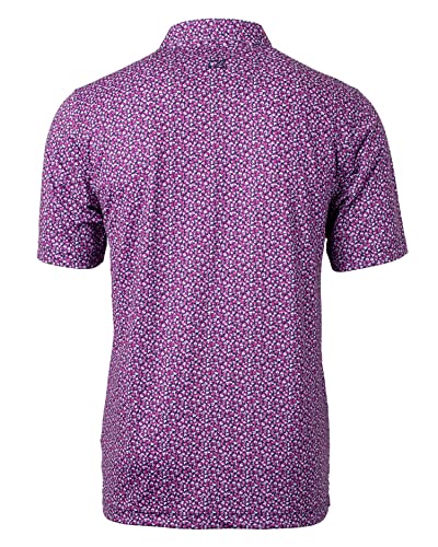 Cutter & Buck Pike Magnolia Print Stretch Men's Polo, Gelato/Navy Blue