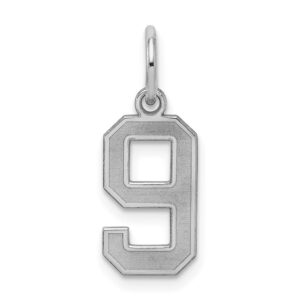 auriga fine jewelry 925 sterling silver small satin number 9 pendant (l- 19 mm, w- 7 mm) gift for women