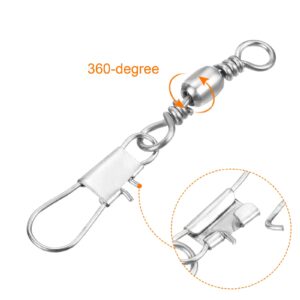 PATIKIL Fishing Barrel Swivel with Interlock Snap, 50Pcs 22lb Carbon Steel Solid Ring Terminal Tackle for Saltwater Freshwater Fishing, Silver