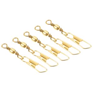 patikil fishing barrel swivel with safety snap, 100pcs 15lb carbon steel solid ring terminal tackle for saltwater freshwater fishing, golden