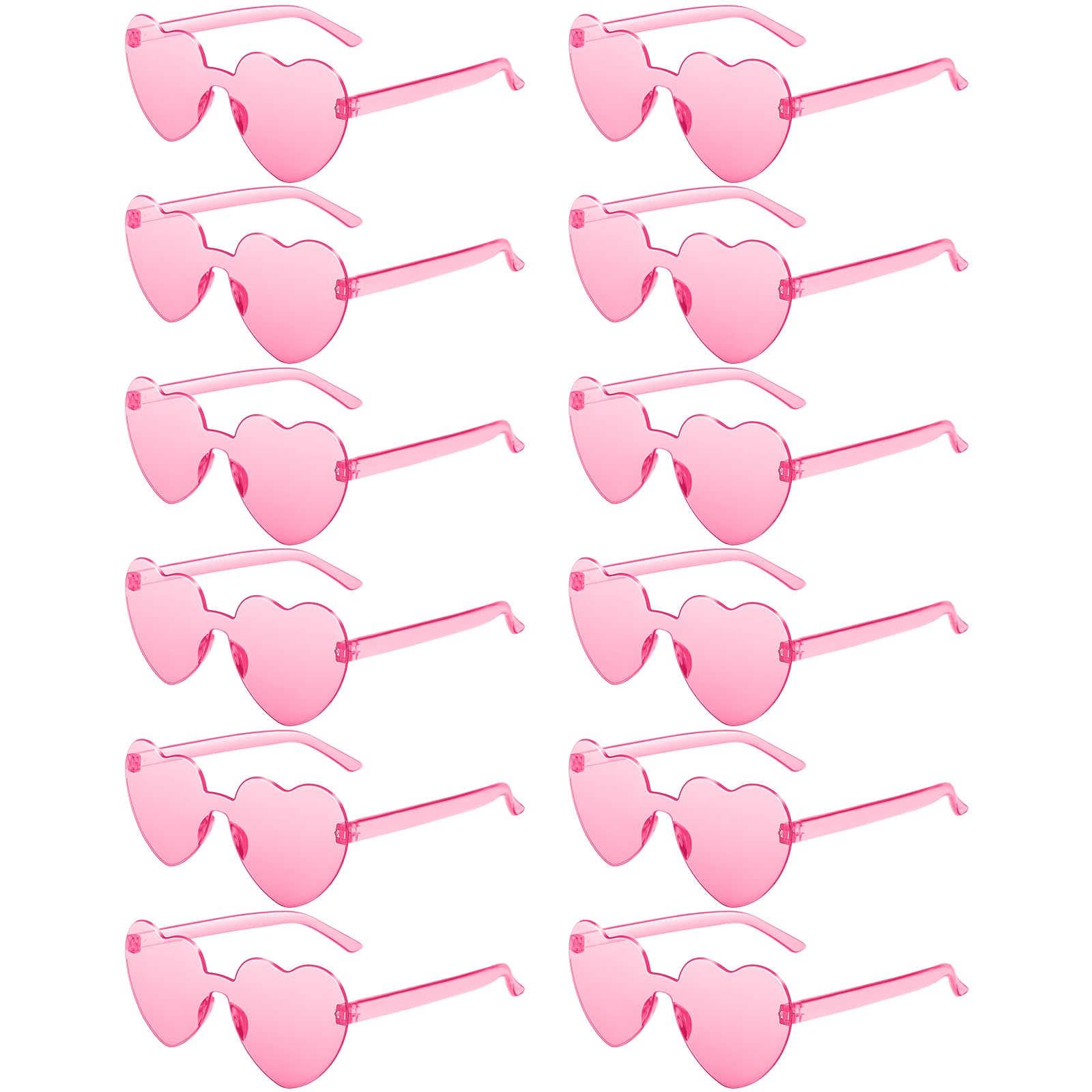 Chicpop 12 Pairs Heart Shaped Sunglasses Candy Color Rimless Fun Heart Sunglasses for Women Men Party Favors