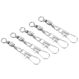 patikil fishing barrel swivel with interlock snap, 50pcs 22lb carbon steel solid ring terminal tackle for saltwater freshwater fishing, silver