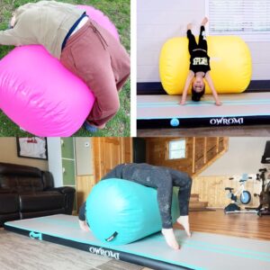 Inflatable Gymnastics Air Mat Tumble Track with Gymnastics Air Barrel - Inflatable Air Spot Tumbler Backbend Trainer Air Roller Tumbling Mat with Electric Pump