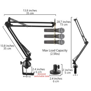 Geekria for Creators Microphone Arm Compatible with SAMSON Technologies Q2U, Q9U, G-Track Pro, Q7x, Q8x Mic Boom Arm Mount Adapter with Tabletop Flange Mount, Mic Scissor Arm, Desk Mount Holder