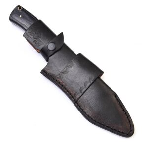 Handmade Damascus hunting Knife for Camping Outdoor l 11 Inches Damascus steel Fixed Blade with Black Pakkawood handle Bushcraft Knife with Sheath