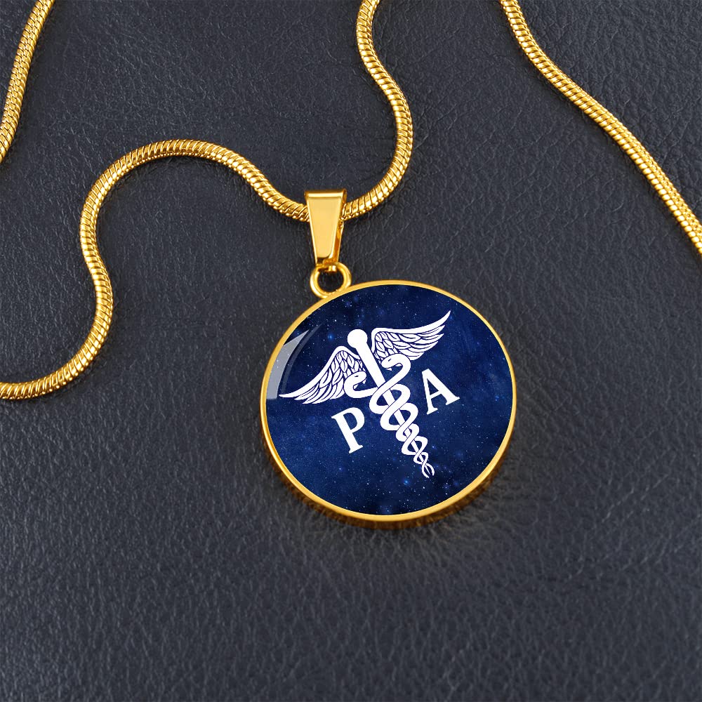 PA Gifts Behind You All Your Memories Physician Assistant PA Graduation Gifts Medical Student Gift PA Necklace Women Men (PA Caduceus Pendant Necklace 18k Yellow Gold Finish)