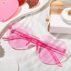 Chicpop 12 Pairs Heart Shaped Sunglasses Candy Color Rimless Fun Heart Sunglasses for Women Men Party Favors