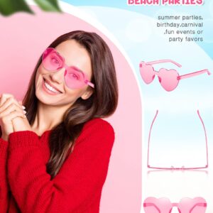 Chicpop 12 Pairs Heart Shaped Sunglasses Candy Color Rimless Fun Heart Sunglasses for Women Men Party Favors