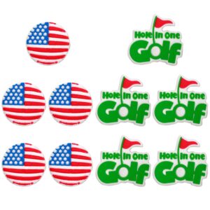 FRANKTECH Golf Club Covers 3pcs and 10pcs USA Flag Pins, Plastic Golf Head Covers for Driver Fairway Woods Hybrid, Driver Headcover Fit All Right-Handed Golf Clubs, Easy On Off, Washable, Funny