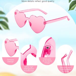 Chicpop 12 Pairs Heart Shaped Sunglasses Candy Color Rimless Fun Heart Sunglasses for Women Men Party Favors