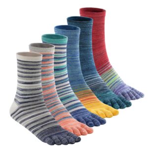 tikmox crew toe sock, cotton stocking, arch support, five-toe design for sports enthusiasts for men & women(6pairs)