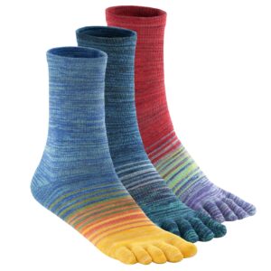 tikmox crew toe sock, cotton stocking, arch support, five-toe design for sports enthusiasts for men & women(3pairs)