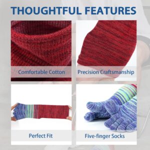 TikMox Crew Toe Sock, Cotton stocking, Arch Support, Five-Toe Design for Sports Enthusiasts for Men & Women(3pairs)