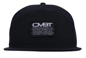 combat iron cmbt pro performance hybrid structured flatbill adjustable baseball cap (black)