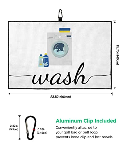 ARTSHOWING Laundry Washing Machine Golf Towel 24x16in, Absorbent Water Quick Dry Microfiber Golf Towel with Clip, Soft Sports Towel Golf Accessory for Men Women, Gift for Golf Fan,