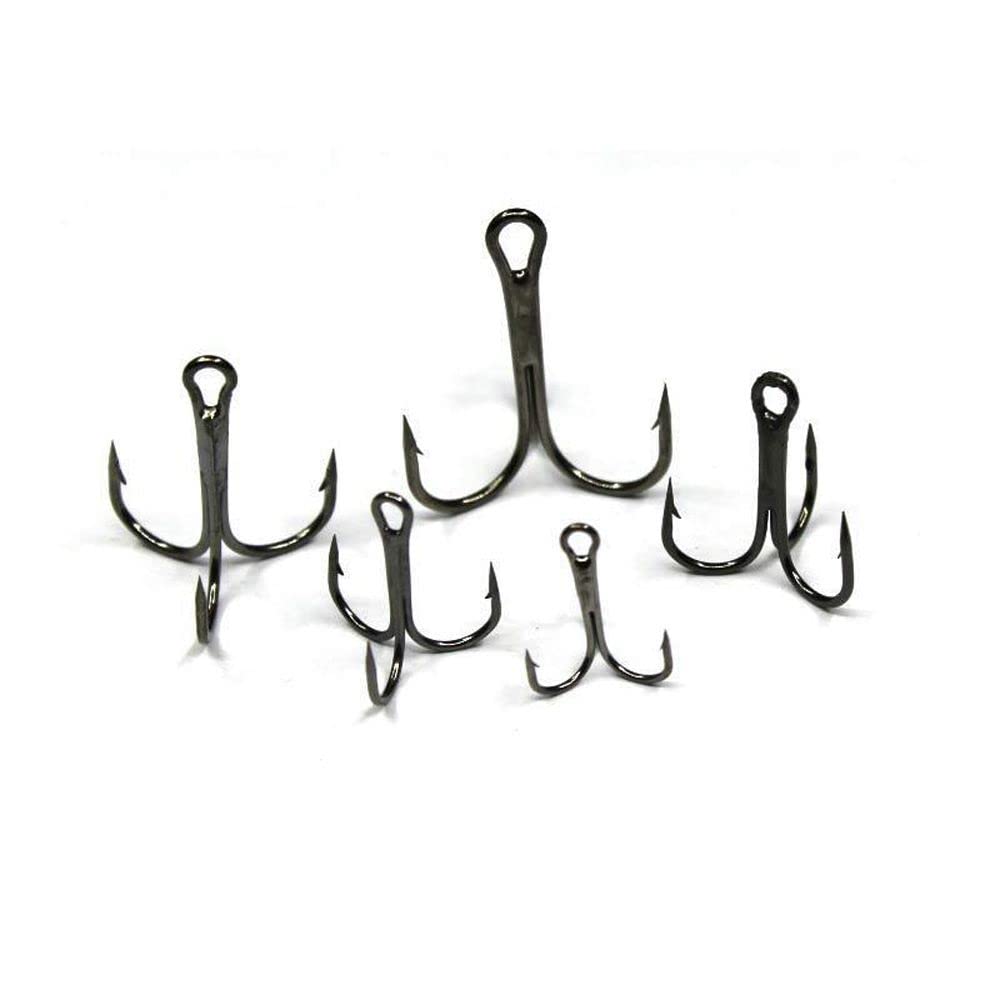 WEISHA Treble Overturned Hooks High Carbon Steel Fishing Hooks Lure Triple Hooks Barbed Hooks Round Bend Treble for Bass Fishing Tackle(Size 10 10pcs,red)