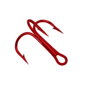 weisha treble overturned hooks high carbon steel fishing hooks lure triple hooks barbed hooks round bend treble for bass fishing tackle(size 10 10pcs,red)