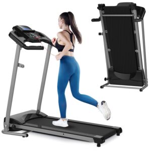 treadmill with incline, portable run walking folding compact exercise machine with 12 preset program, led display, 250 lb capacity for small space fitness electric workout for home