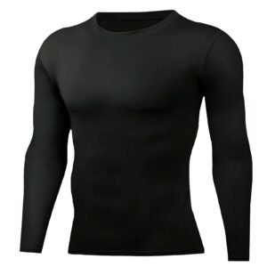 yimutian men's cool dry compression shirts long sleeve athletic base layer top workout t-shirt for running sport gym black xl