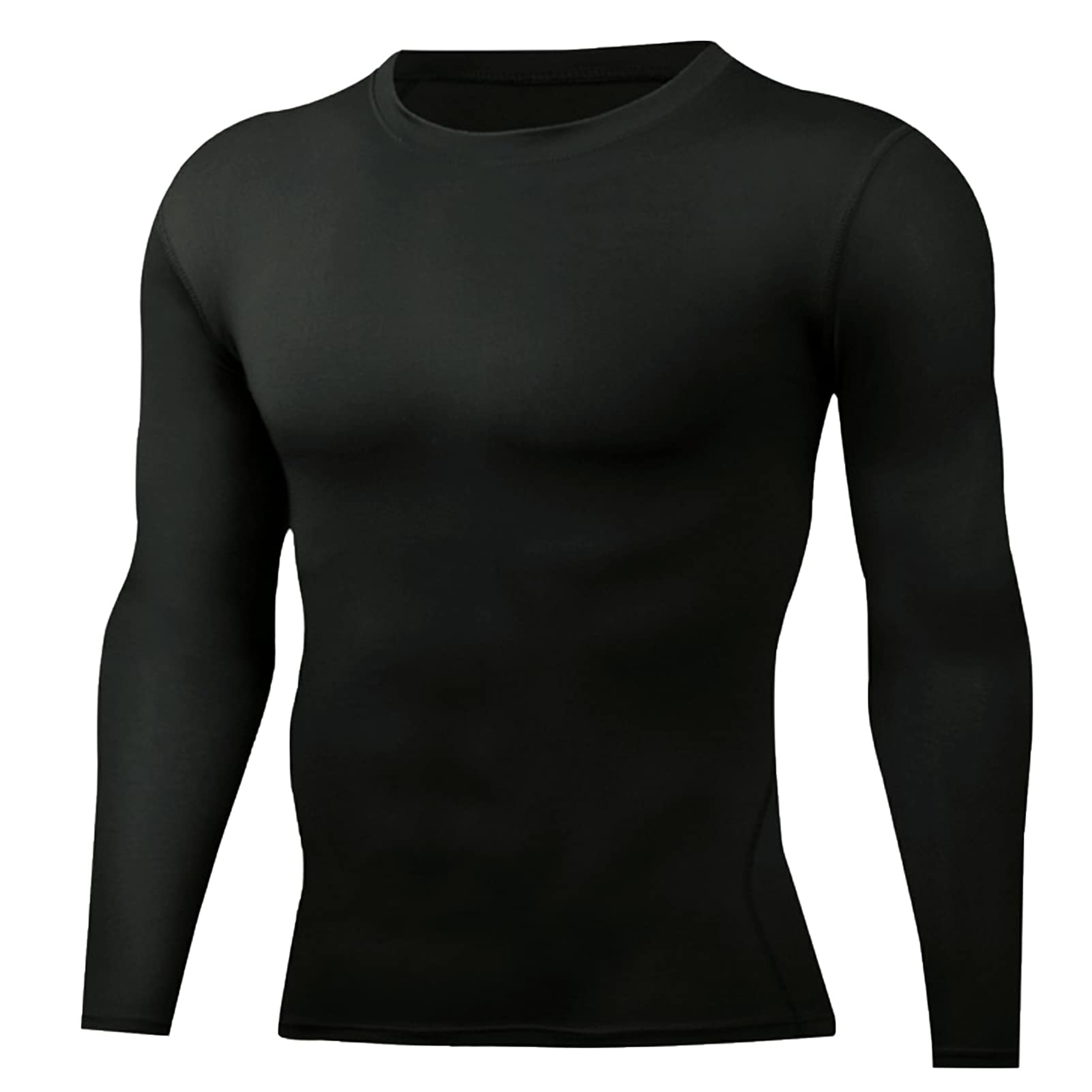 Yimutian Men's Cool Dry Compression Shirts Long Sleeve Athletic Base Layer Top Workout T-Shirt for Running Sport Gym Black XL