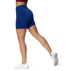 aoxjox vital seamless biker shorts for women high waist workout shorts booty running yoga shorts 5" (vital new navy, medium)