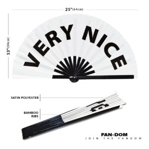 Very Nice hand fan foldable bamboo circuit hand fan funny gag slang words expressions statement gifts Festival accessories Rave handheld Circuit event fan Clack fans (White)