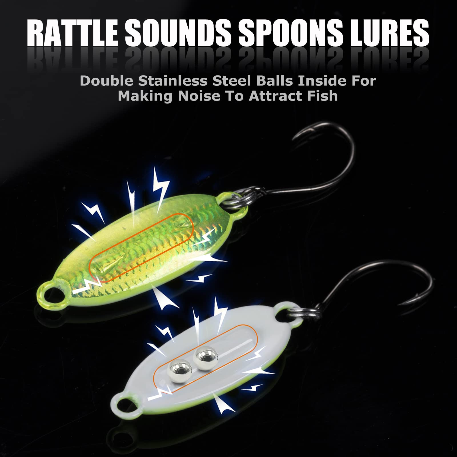 Goture Fishing Spoons Lures,Metal Spoon Trout Lures,Mini Fishing Jigs, Long Distance Casting Fishing Lures for Trout Bass Crappie Pike Saltwater Freshwater, Jigging Spoons with Fishing Tackle Box